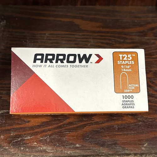 #259 Arrow T25 Round Crown Staples 9/16" 14mm Wire & Cable Fastener Box ...