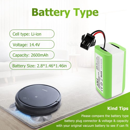 Battery 14.4V 2600mAh with Ecovacs Deebot N79S N79 DN622 500 & Eufy ...