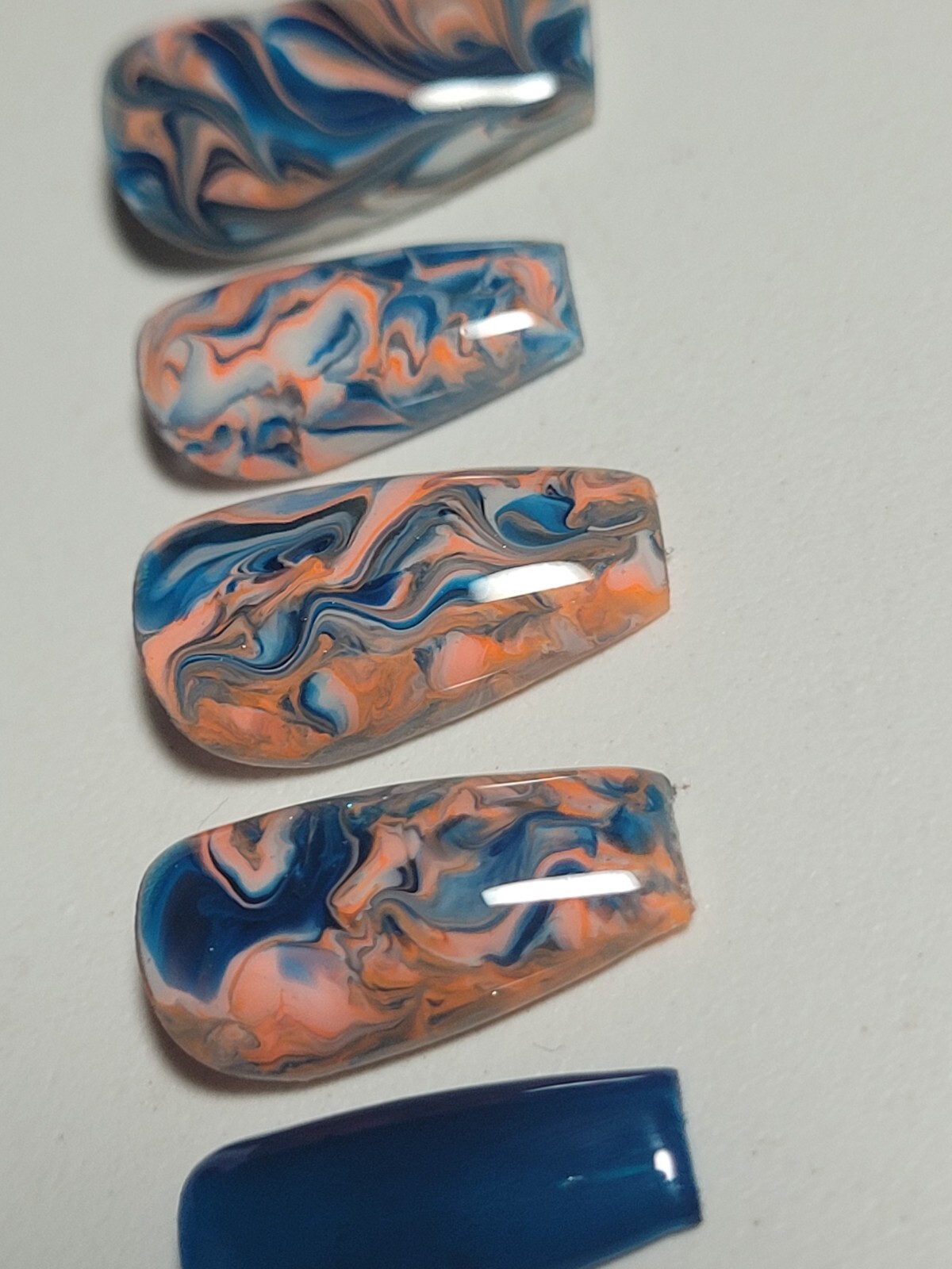 Custom Gel Press on Nails fake nails Handmade 10 pc set LARGE blue ...