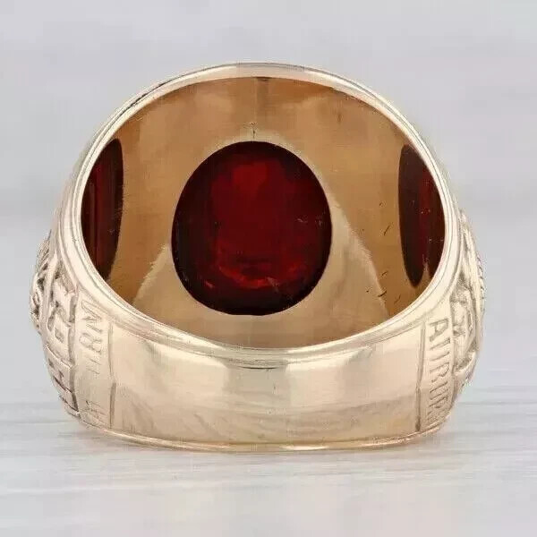 Men's 3Ct Lab-Created Garnet burn University Class Ring 14k Yellow Gold ...