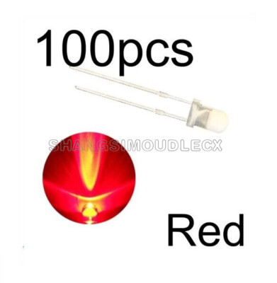 100PCS Red LED 3MM Color Top Round RED Llight Lamp Super Bright NEW | eBay