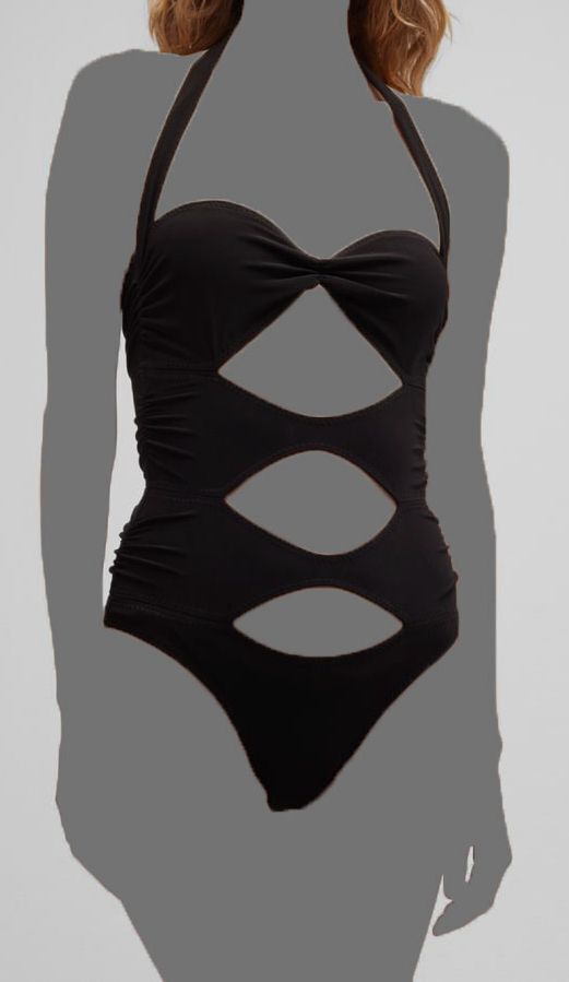 $146 Norma Kamali Women's Black Mio Peekaboo One Piece Swimsuit Size ...