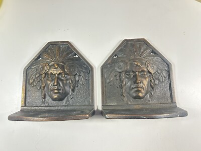 Antique Cast Iron Judd Indian Head - Native American Bookends Cast Iron ...