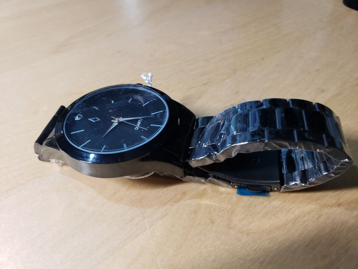 NIB Nic & Syd Swarovski Crystal Quartz Black Stainless Steel NIB Nic & Syd Swarovski Crystal Quartz Black Stainless Steel
