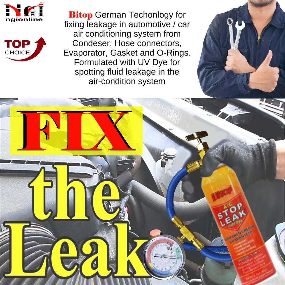 BITOP AUTOMOTIVE CAR AIR CONDITION R134a STOP LEAK SYSTEM RUBBER METAL ...