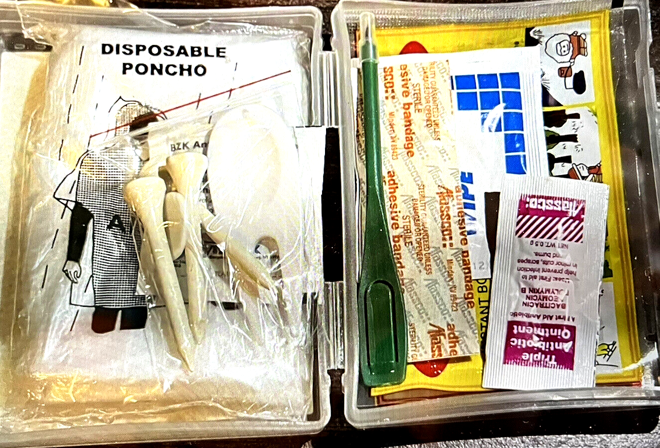 Golfers Survival Kit for Pocket or Golf Bag Poncho, Hand Warmers, Tees ...