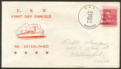 USS Navarro APA-215 1st Day Re-Commission cover 1951 | eBay