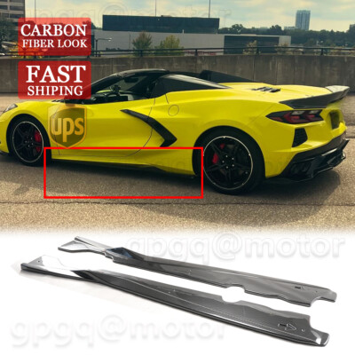 For Corvette C8 20-2025 Carbon Fiber V2 Style Side Skirts Extension ...