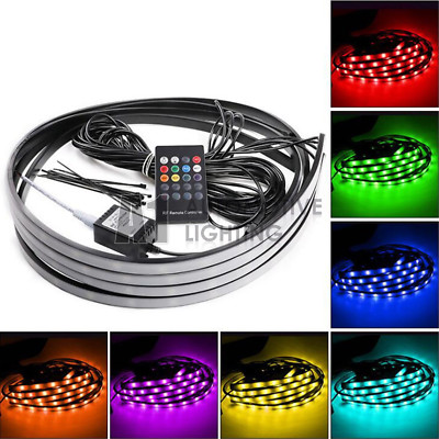 4pcs 8 Color RGB 5050 Strips LED Underglow Kit Under Car Neon Light ...