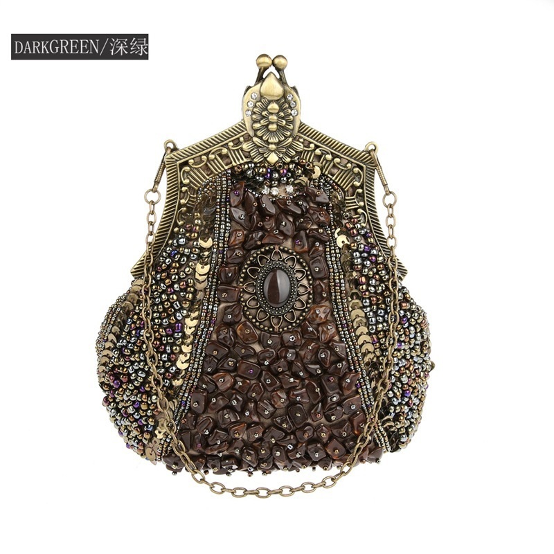 Vintage Women's Beaded Purse Stone Handbag Elegant Dinner Bag | eBay