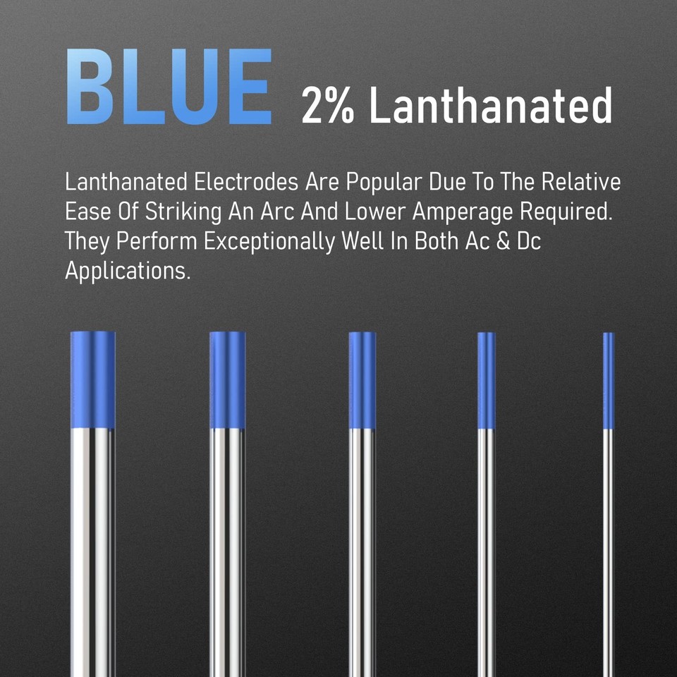 YESWELDER TIG 3/32" x 7" 2% Lanthanated Tungsten Electrodes Blue 10 ...