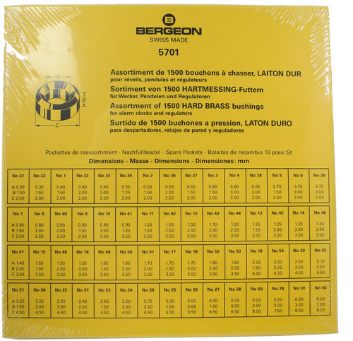 Bergeon 5701 Brass Clock Alarm Bush Set Assortment (1500 Pieces ...