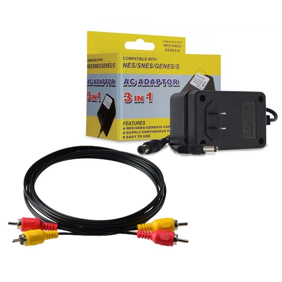 NES Original NES Hookup Connection Kit AC Adapter Power Cord + AV Cable ...