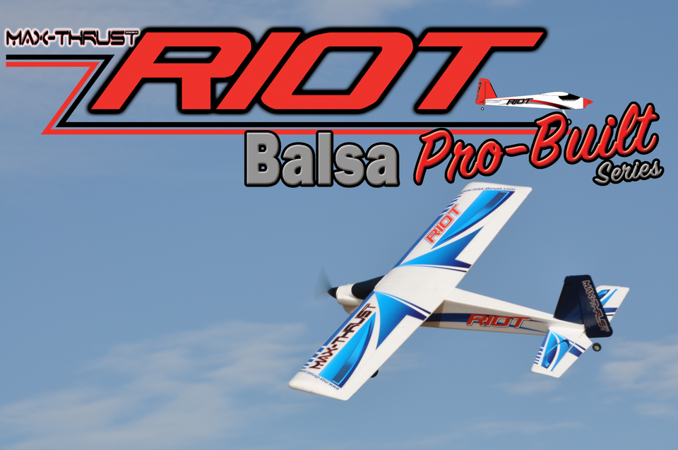 Max-Thrust Riot Balsa Wood Pro-Built Series RC Model Plane Kit (Blue ...
