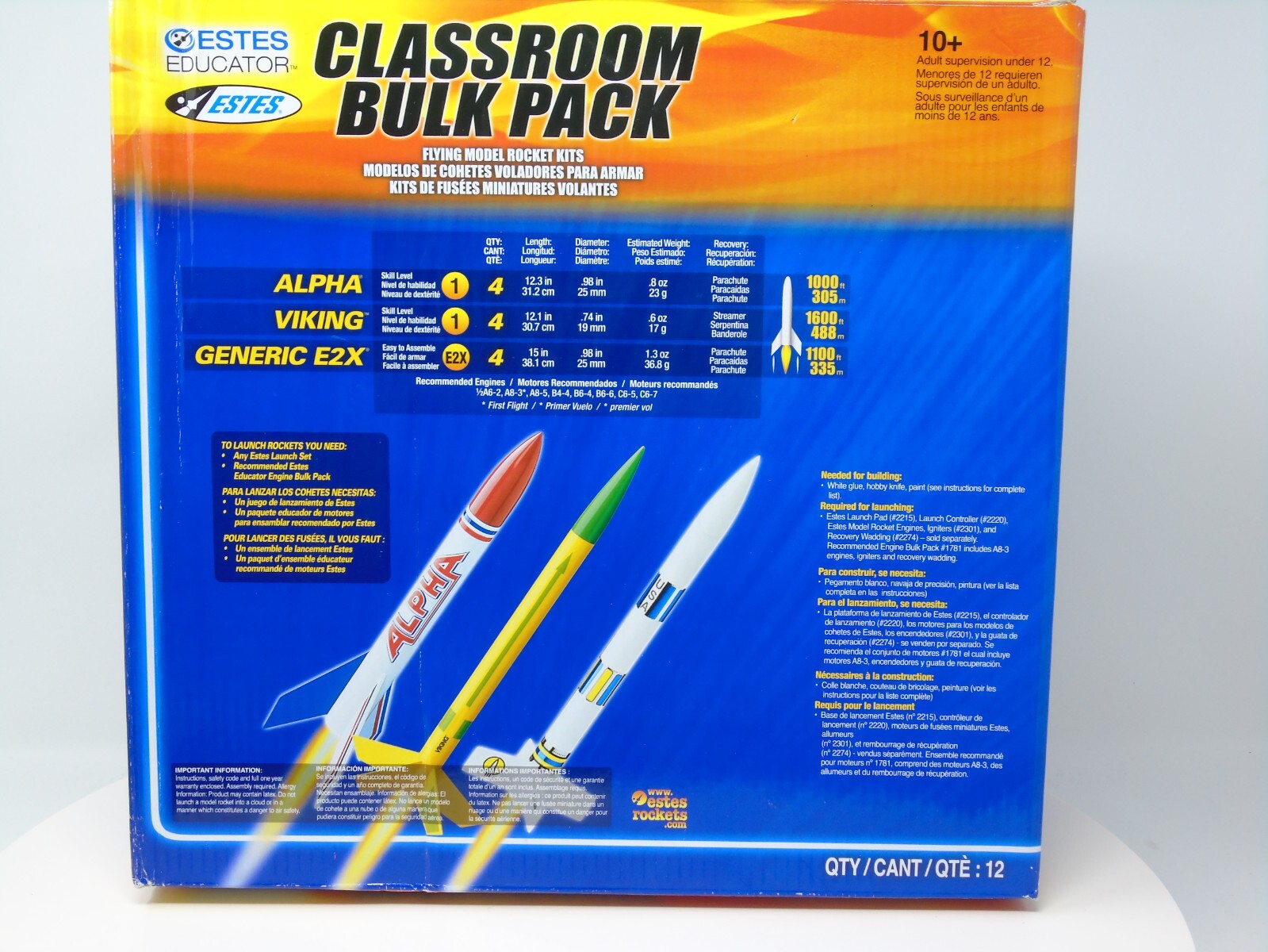ESTES #1753 12 MODEL ROCKET BULK PACK ALPHA/VIKING/GENERIC E2X NEW IN ...