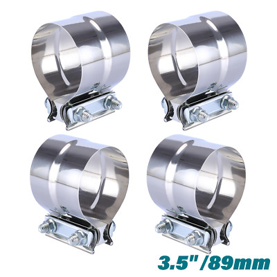 4Pcs 3.5" Stainless Exhaust Band Clamp Step Clamps for Catback Muffler ...