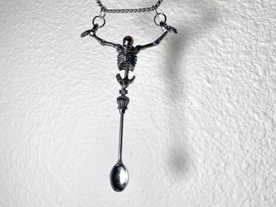Novelty Hang Skeleton Mini Spoon and Pendant Necklace | eBay