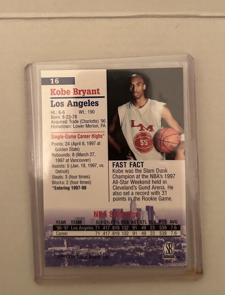 1997-98 Score Board Autographed Collection Kobe Bryant #16 Lakers | eBay