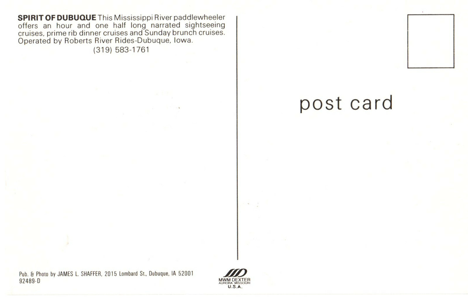 Spirit of Dubuque Paddlewheel Boat on Sightseeing Tour Postcard | eBay