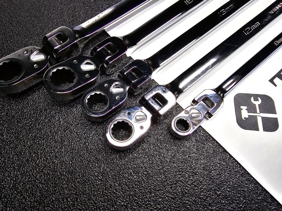 Snap-on Tools 5pc 12pt Metric Double Flex Reverse Ratcheting Wrench Set ...