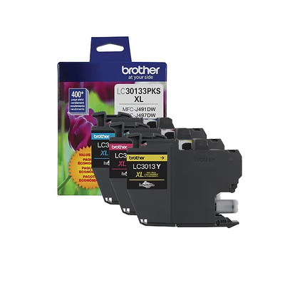 Brother LC30133PKS Cyan/Magenta/Yellow High Yield Ink Cartridge, 3/Pack ...
