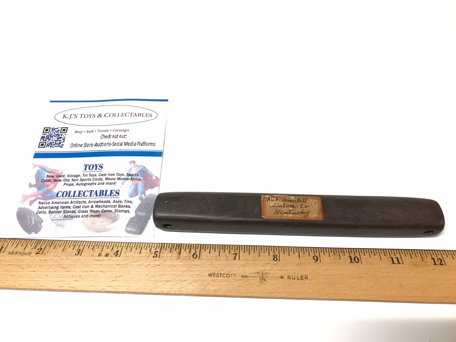 Native American Drilled Banded Slate Stone Bar Amulet Artifact Museum ...