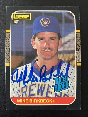 Mike Birkbeck Signed 1987 Leaf #33 Rookie Card Milwaukee Brewers Auto ...