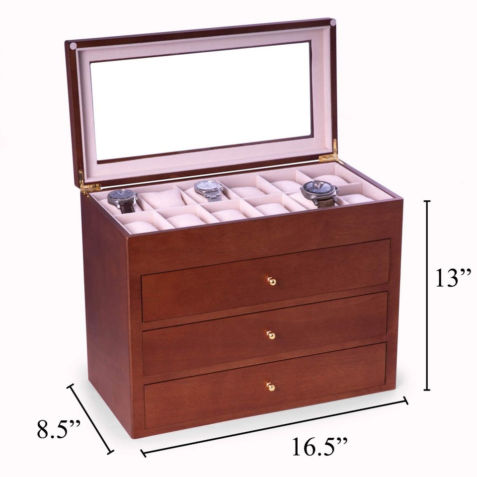 Custom Personalized Watch Box Organizer - 48 Slot Luxury Solid Wood ...