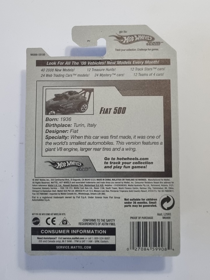 Hot Wheels 2007 TEAM DRAG RACING 04/04 FIAT 500 160/196 | eBay UK