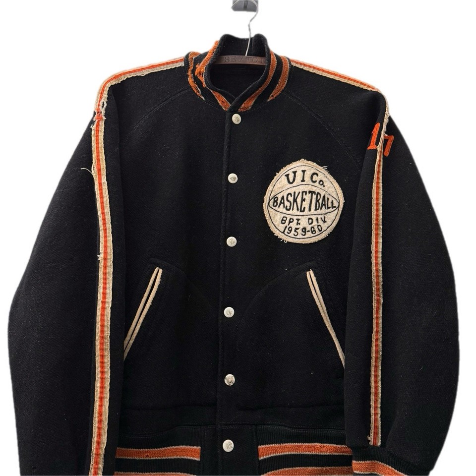 Vintage 1950s Empire Varsity Jacket Wool Letterman UIC Basketball Patch ...