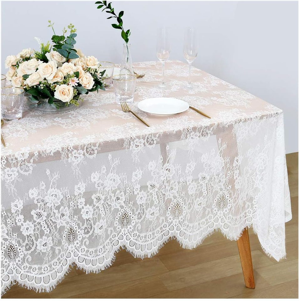White Lace Tablecloth 60 x 120 Inch Rectangular Vintage Farmhouse ...
