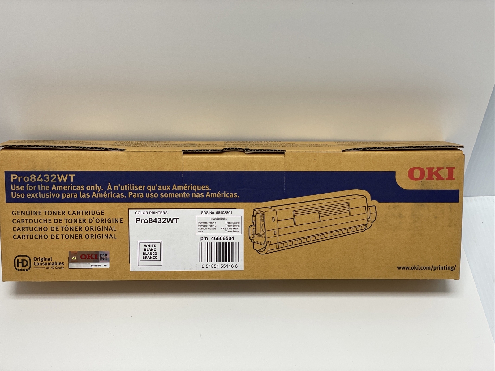 Okidata Pro8432WT P/N 46606504 Genuine White Toner Cartridge OKI 8432 for sale online | eBay