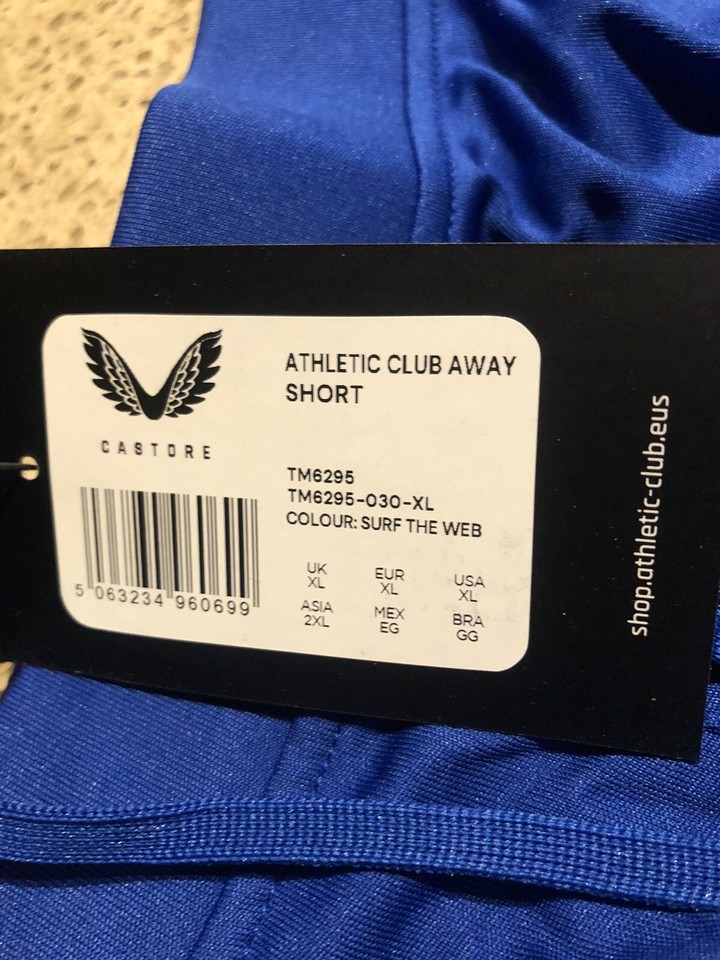 Athletic Club Bilbao 24/25 Away Soccer Football Shorts Castore NWT EU ...