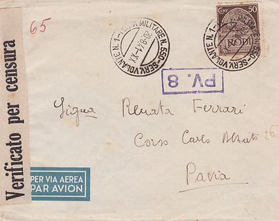 RODI POSTAL HISTORY - 1941 POSTA MILITARE N. 550-SERVIZIO VOLANTE 1 PER ...