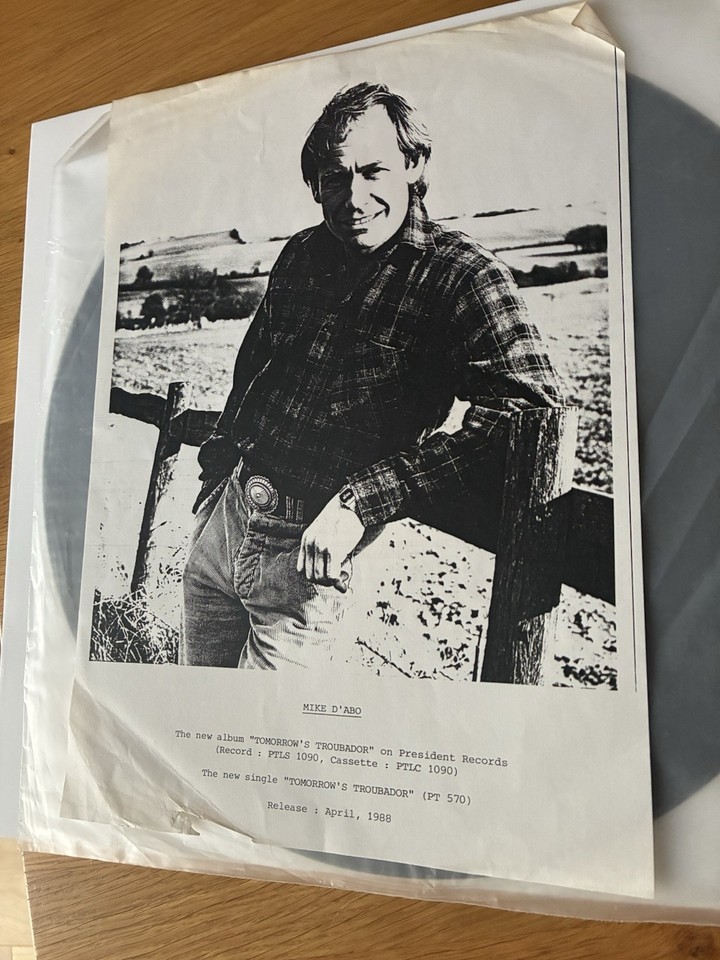 MIKE D’ABO (Manfred Mann) Tomorrow’s Troubadour TEST PRESSING. UNUSED ...