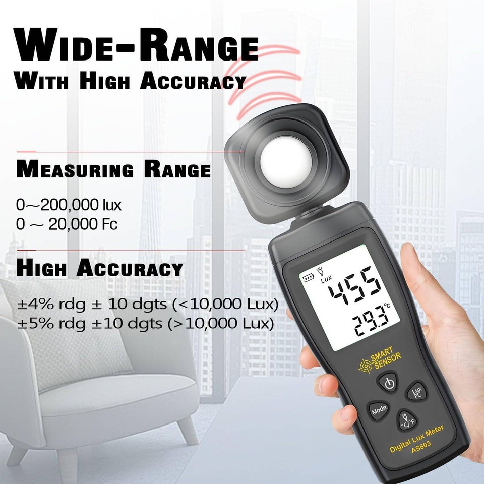 Digital Mini Lux Meter High Accuracy Handheld Illuminometer Luminometer ...