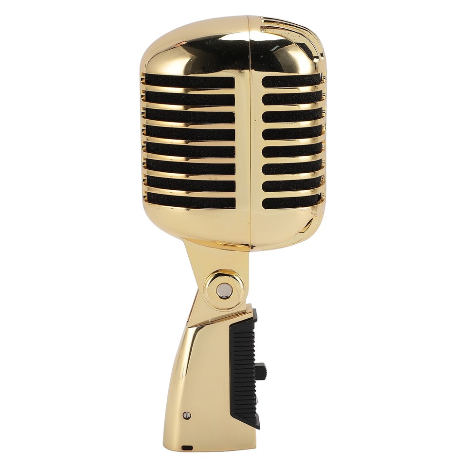 Gold Vintage Microphone with Zinc Alloy Rotating Stand for KTV Dynamic ...