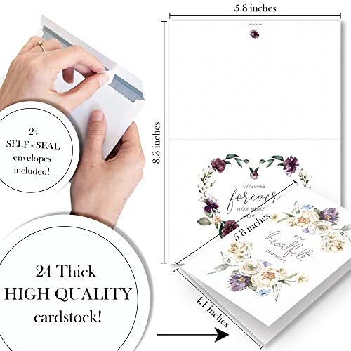 24 Pack Sympathy Cards with Envelopes Condolences Cards Bereavement ...