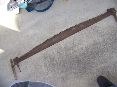 Antique 2 Man Crosscut Logging Saw, Vtg. Log Cutting Tool 60” Blade ...