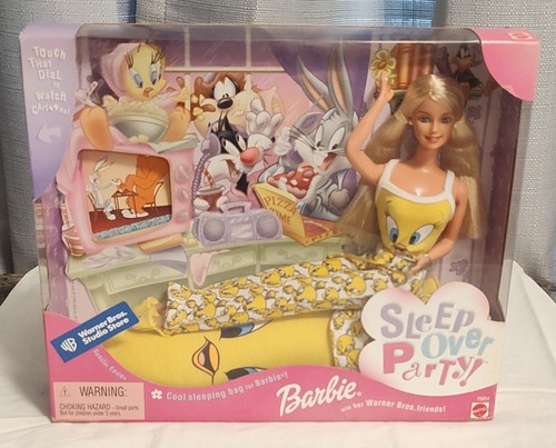 NIB Barbie SLEEP OVER PARTY Warner Brothers Friends Looney Tunes Mattel ...
