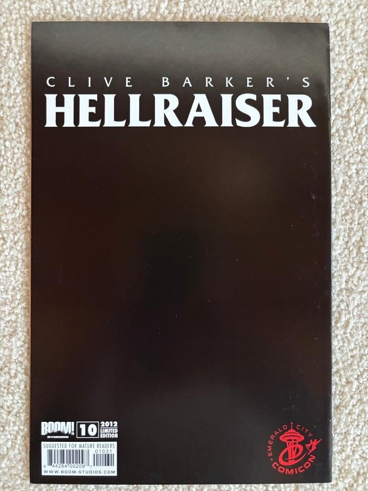 Hellraiser #10 Comic Book Emerald City Comic Con Variant Rare 2012 VF/NM Boom! | eBay