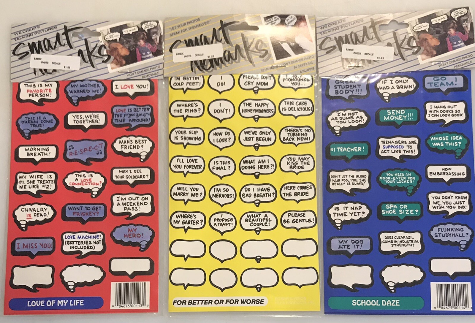 STICKERS SMART REMARKS PHOTO CAPTIONS FOR BETTER OR WORSE, SCHOOL DAZE ...