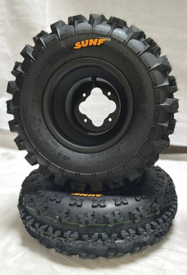 DWT A5 Black Front Rear Rims Wheels & Sunf A027 Tires TRX 250R 400EX ...