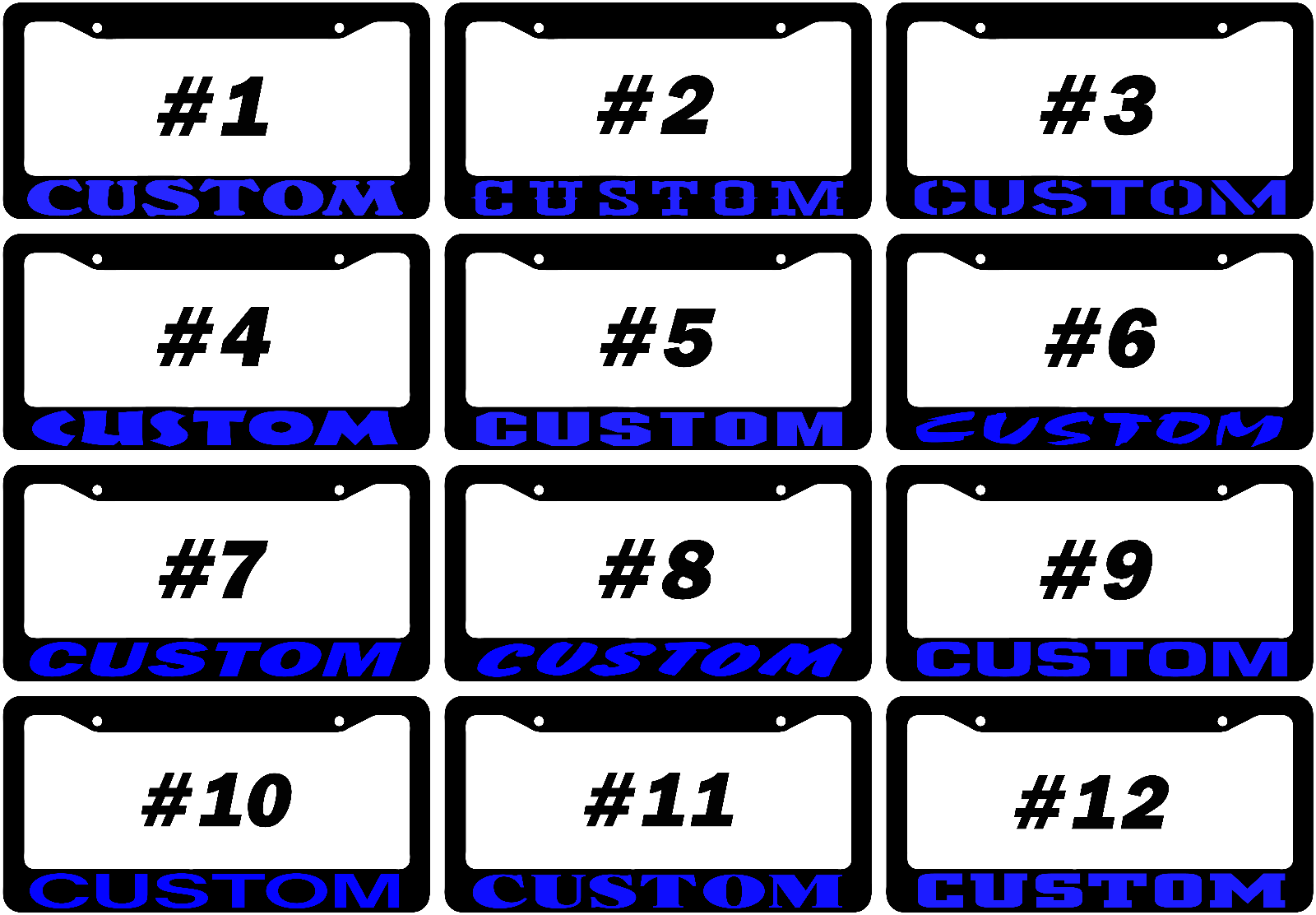 BLUE CUSTOM DESIGN PERSONALIZED CAR LICENSE PLATE FRAME TAG HOLDER ...