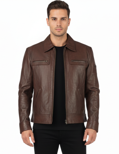 Charlie London Lynch Vintage Brown Cowhide Leather Jacket Biker Style ...