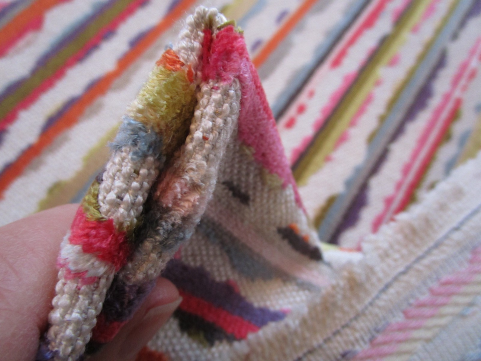 Kravet DREAMCOAT Stripe Velvet Pink Orange Gold Green Blue CONFETTI ...