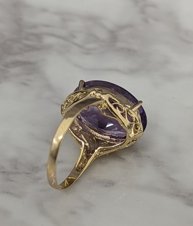 Reuse 18kt gold amethyst ring made in Japan Direct from Japan vintage ...