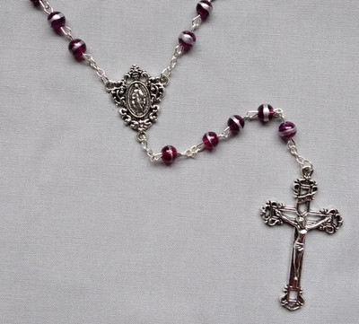 Violet Purple Catholic Christian Rosary Prayer Beads 6mm glass beads 20 ...