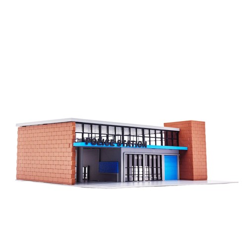 Outland Models Miniatures Modern Style Police Dept Station 1:64 S Scale ...