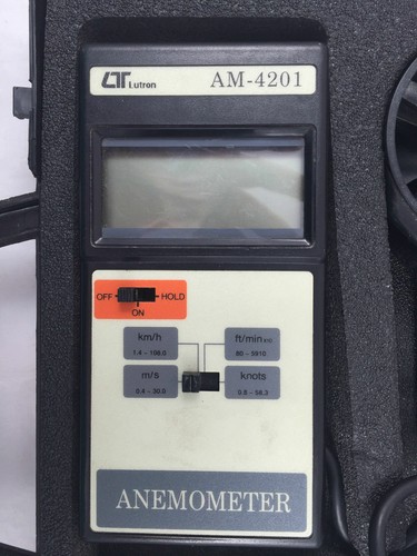 Lutron AM-4201 Digital Anemometer Runner-type Air Wind 9VDC 18mm LCD 31 ...